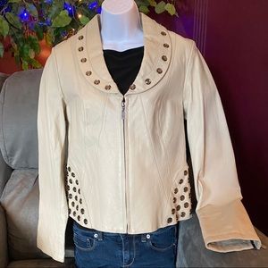 Pamela McCoy | Jackets & Coats | Pamela Mccoy Cream Genuine Leather ...